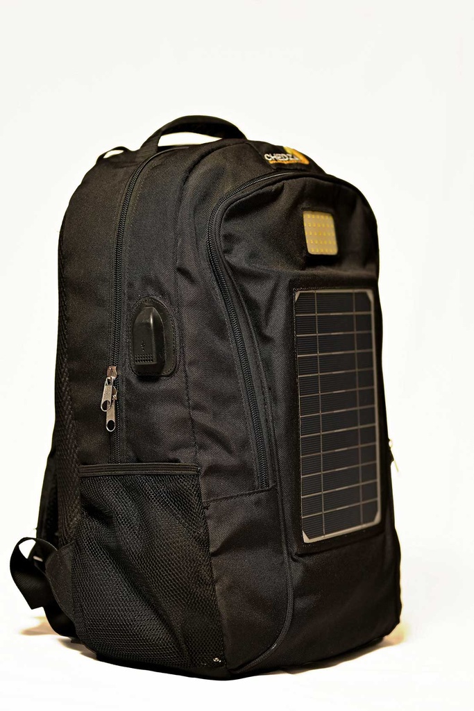 Black Chedza Solar Backpack | Ked-Liphi